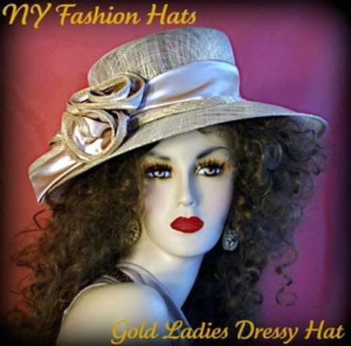 Ladies Champagne Gold Sinamay Straw Kentucky Derby Hat Spring Dress ...